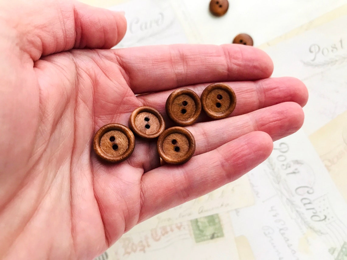 Dark Wooden Buttons Half Inch 15mm Coffee Coloured | Etsy