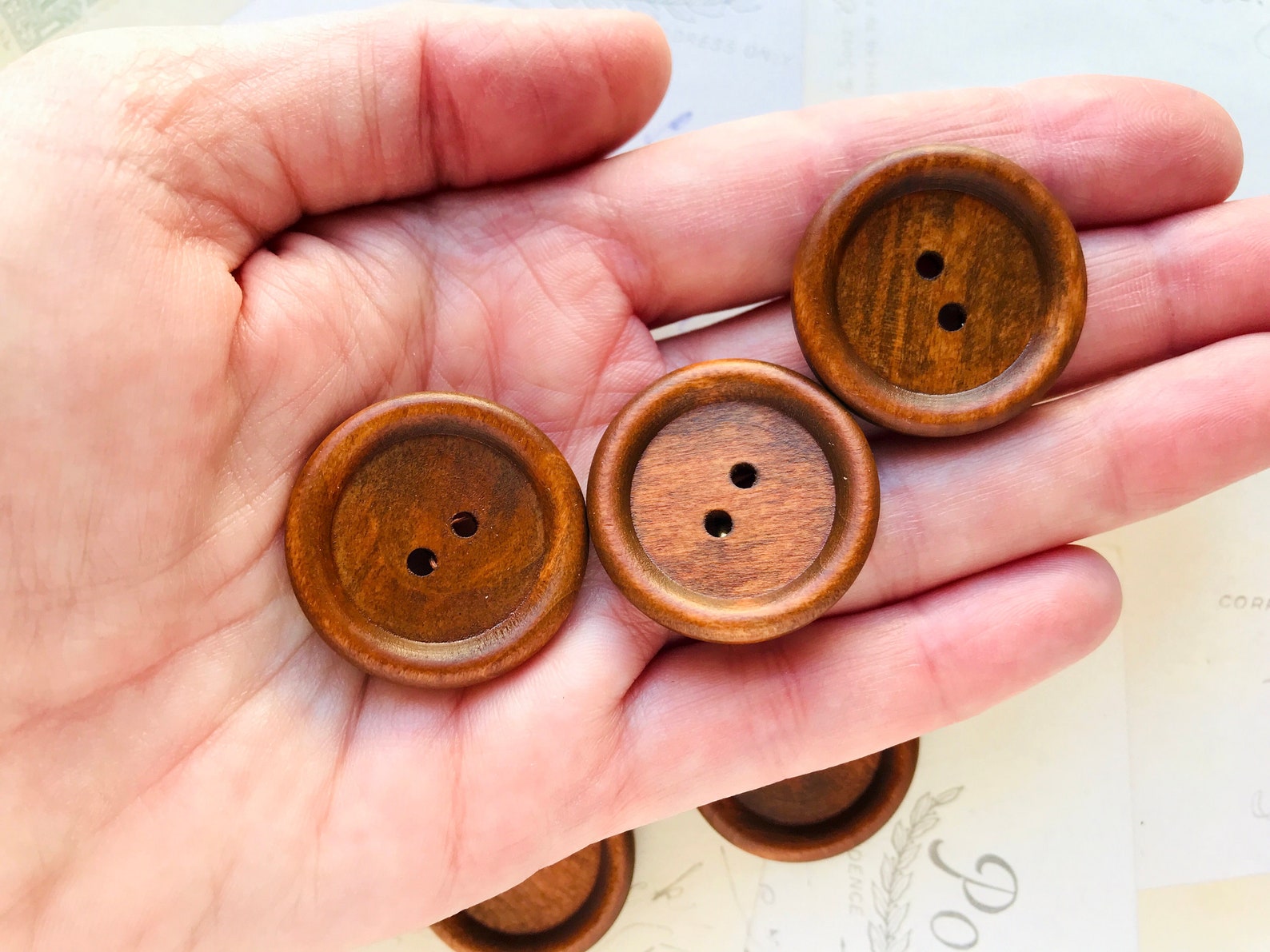 LARGE Round DARK Wood Buttons 30mm - Etsy