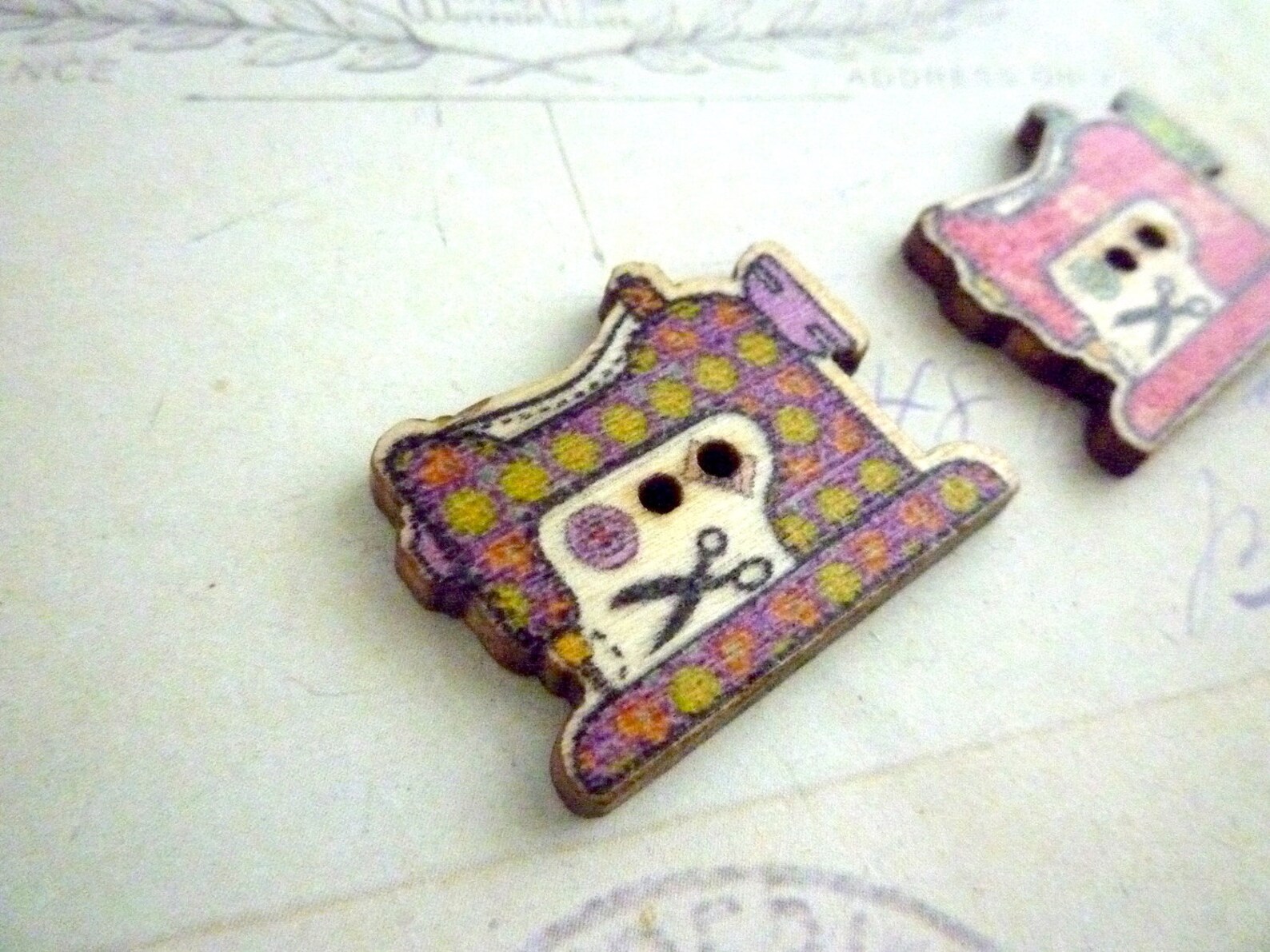 Wooden Buttons - Colourful Sewing Machine Buttons - 25mm - Two Holes ...