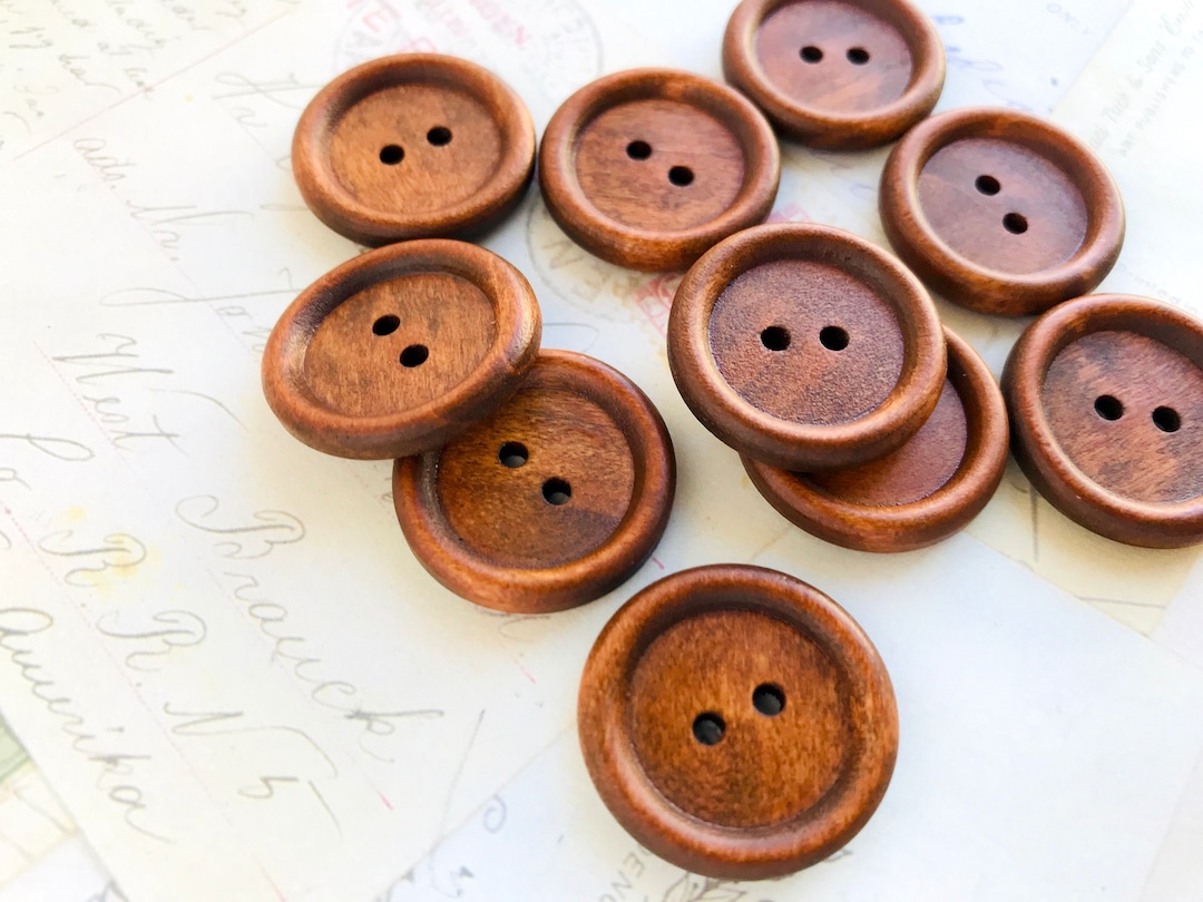 ONE INCH Round Dark Wooden Buttons - 25mm - Etsy