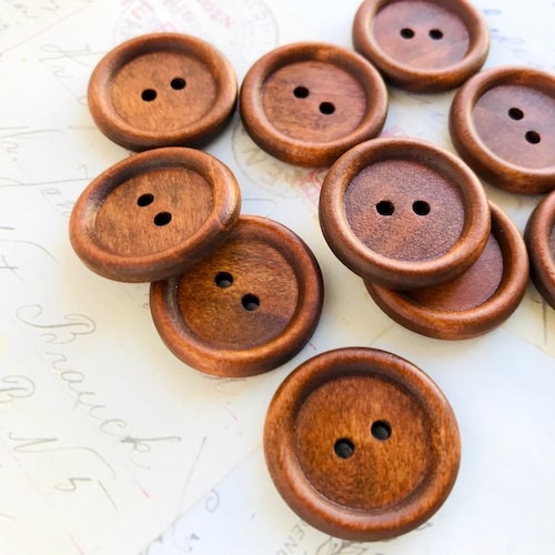 ONE INCH Round Dark Wooden Buttons 25mm - Etsy