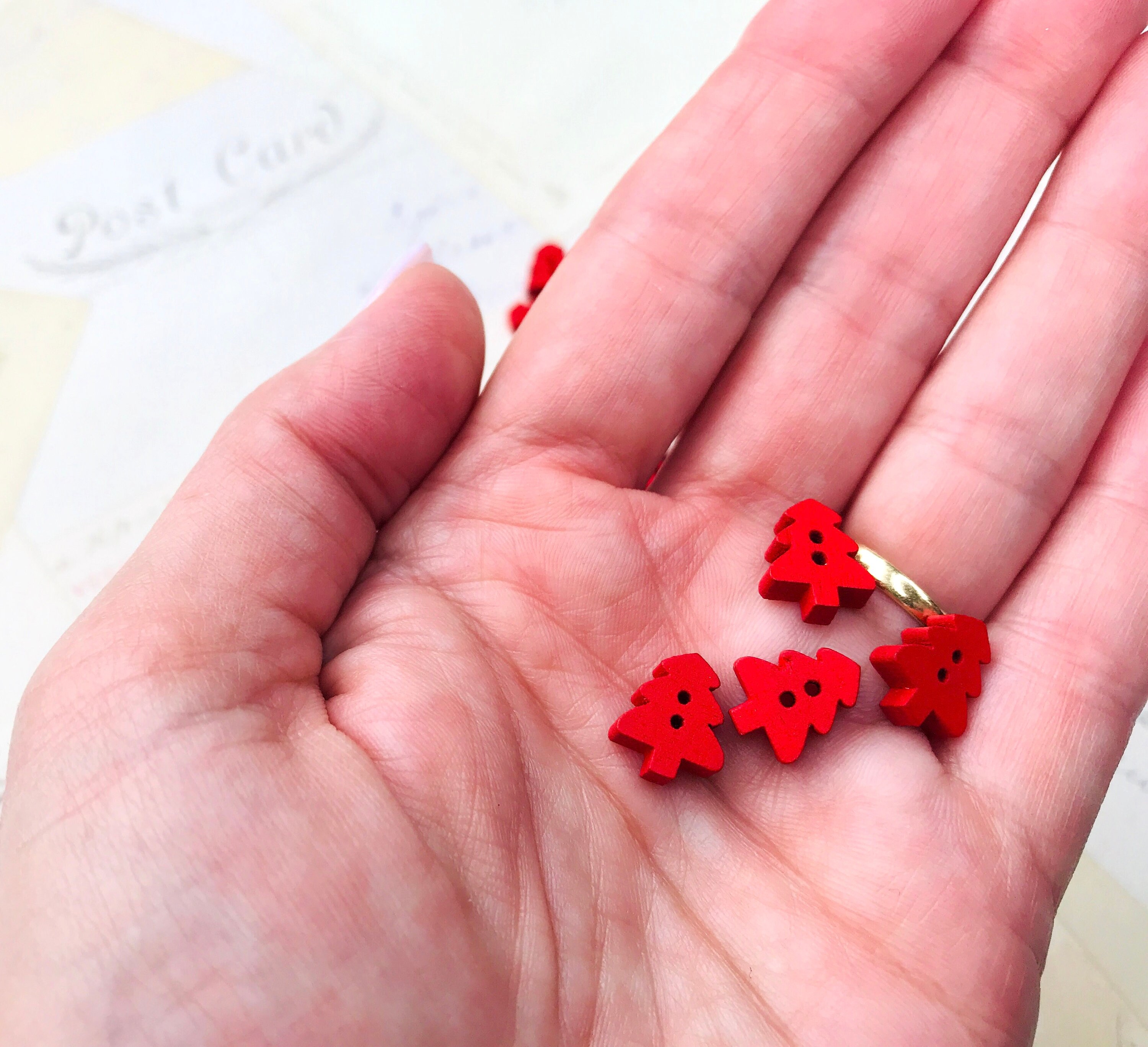 Wooden Buttons RED Christmas Tree Buttons 12mm Pack of 10 - Etsy Australia