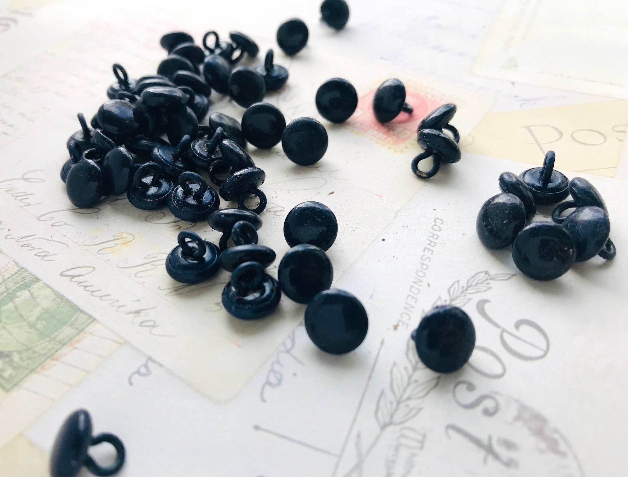 Vintage Metal Dome Buttons Dark Blue | Etsy