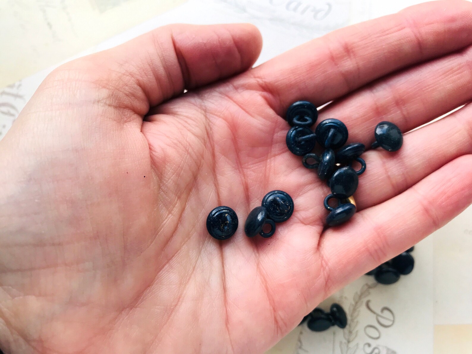 Vintage Metal Dome Buttons Dark Blue | Etsy