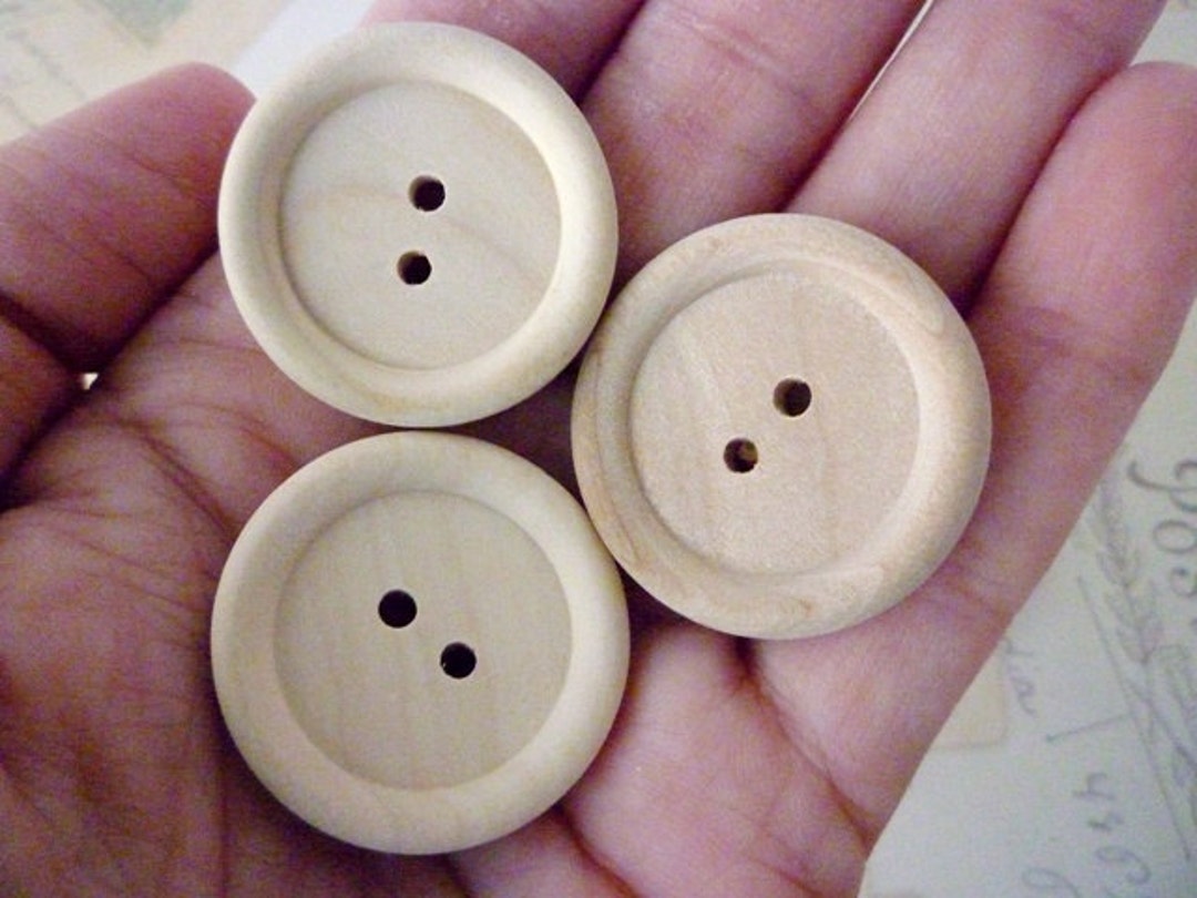 LARGE, 30mm, Round Wooden Buttons, Natural - Etsy