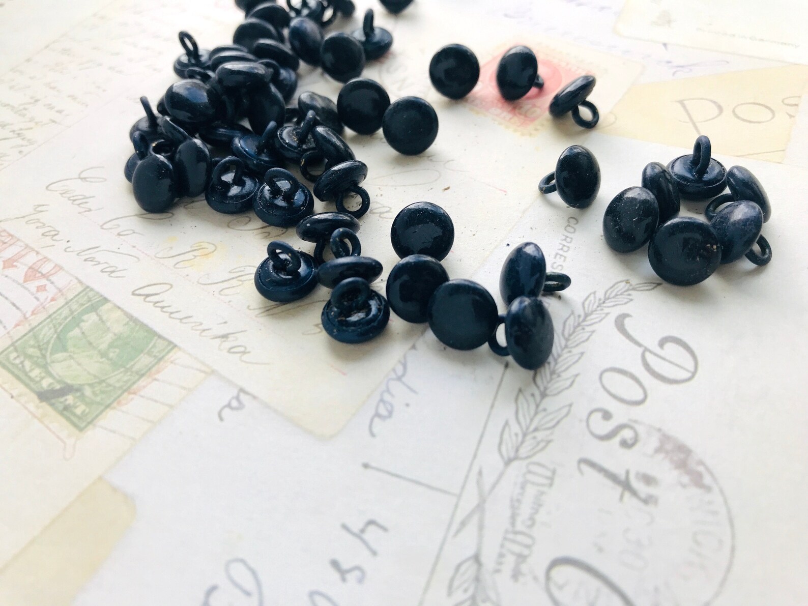 Vintage Metal Dome Buttons Dark Blue | Etsy