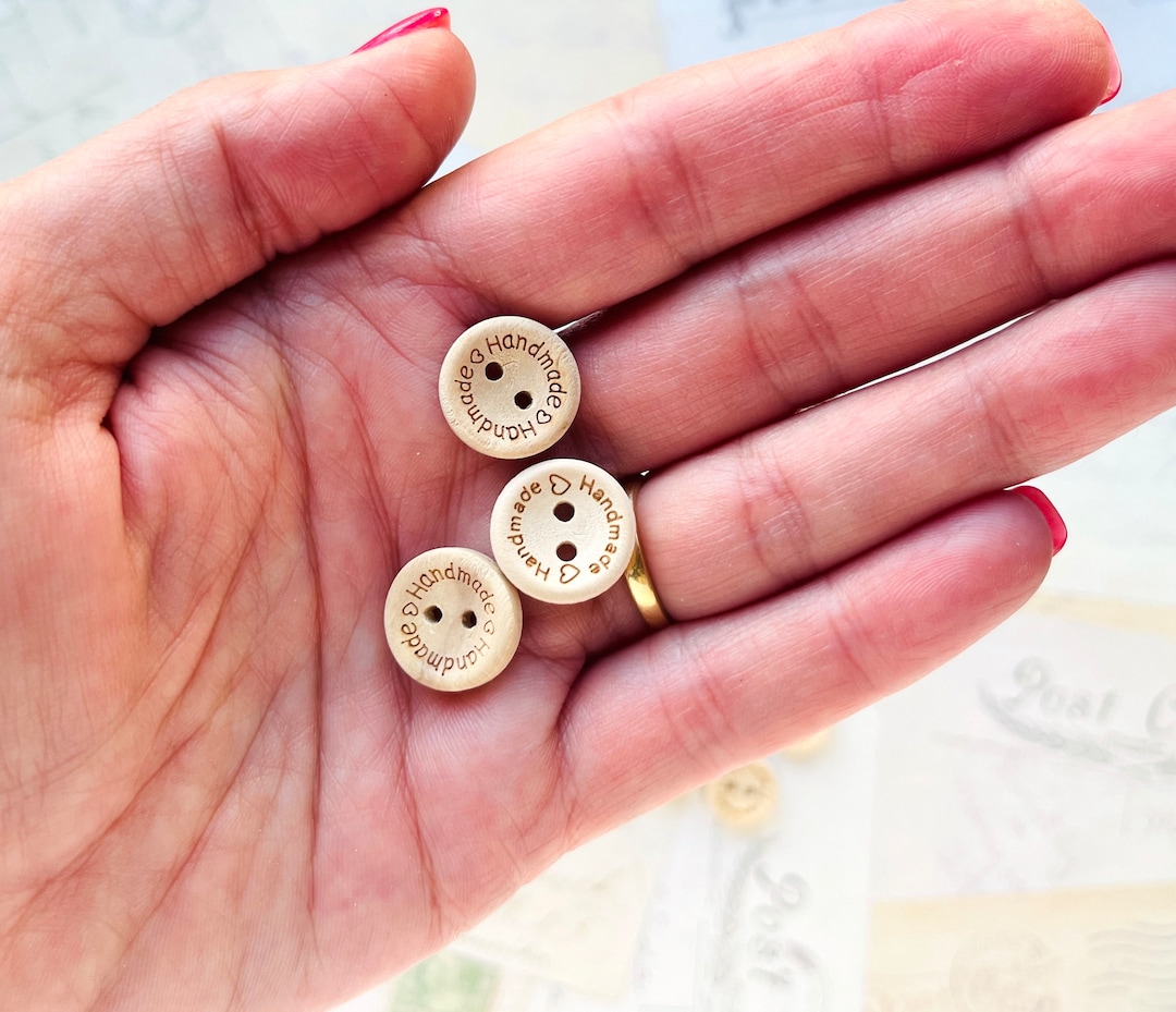 Wooden Buttons, Half Inch (15mm) - 'handmade' - Light Wood, Round ...