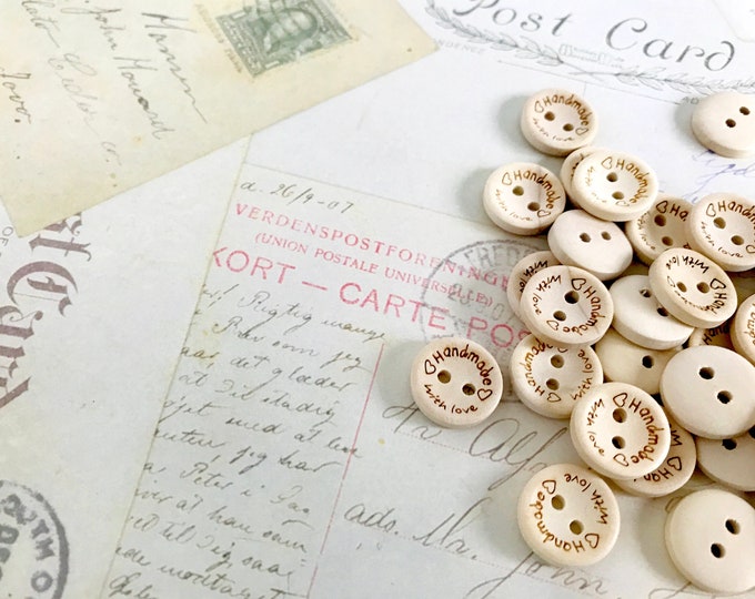 Wooden Buttons Half Inch 15mm 'handmade With - Etsy