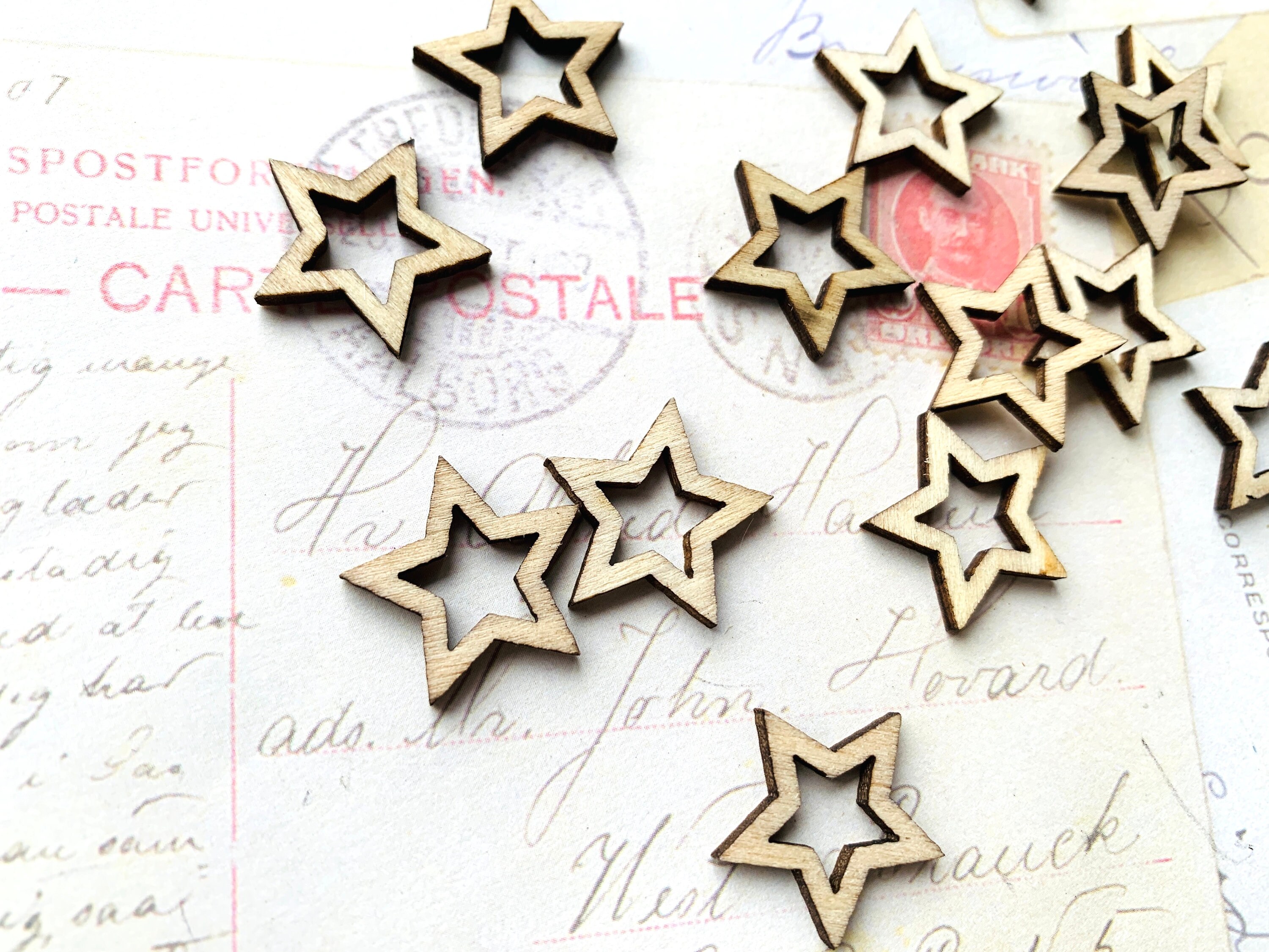 Wooden Star Cutouts Cute Stars 20mm Pack of 10 | Etsy Australia