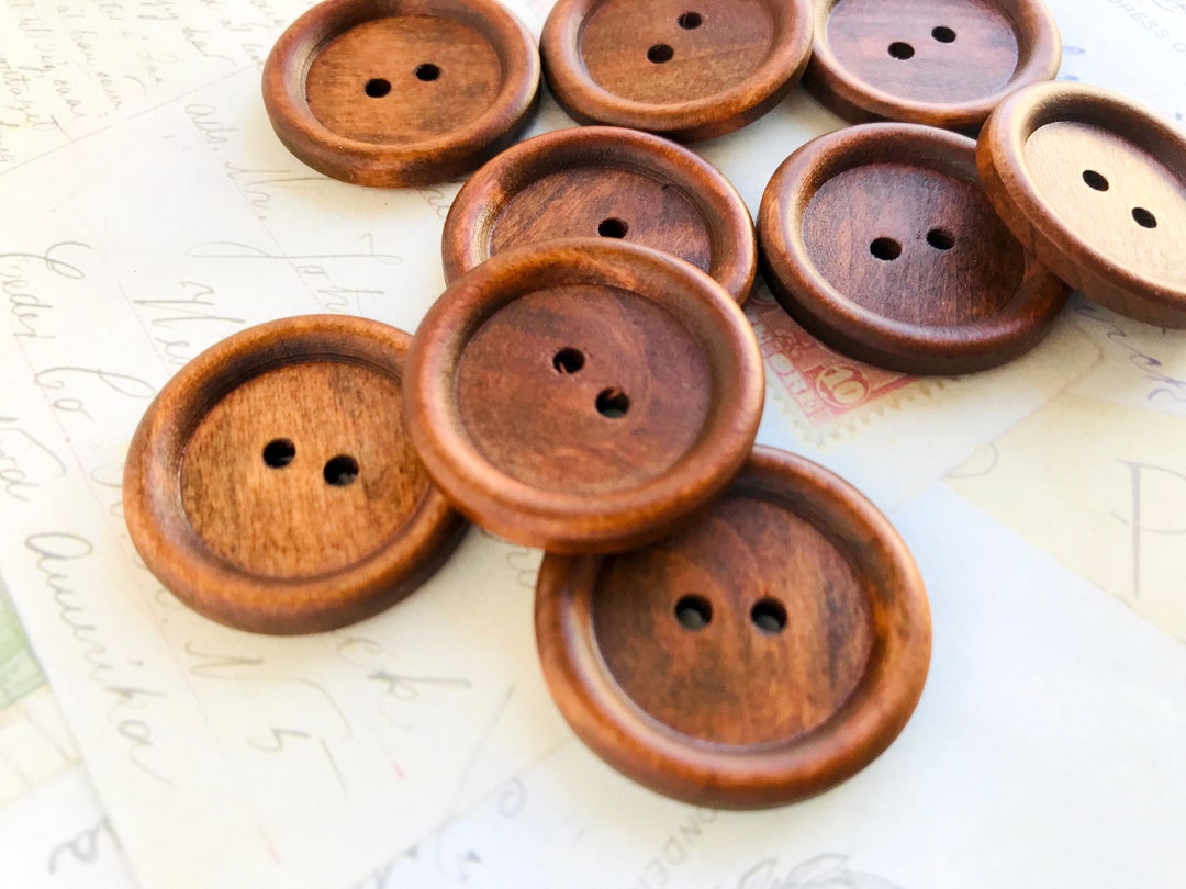 LARGE Round DARK Wood Buttons, 30mm - Etsy
