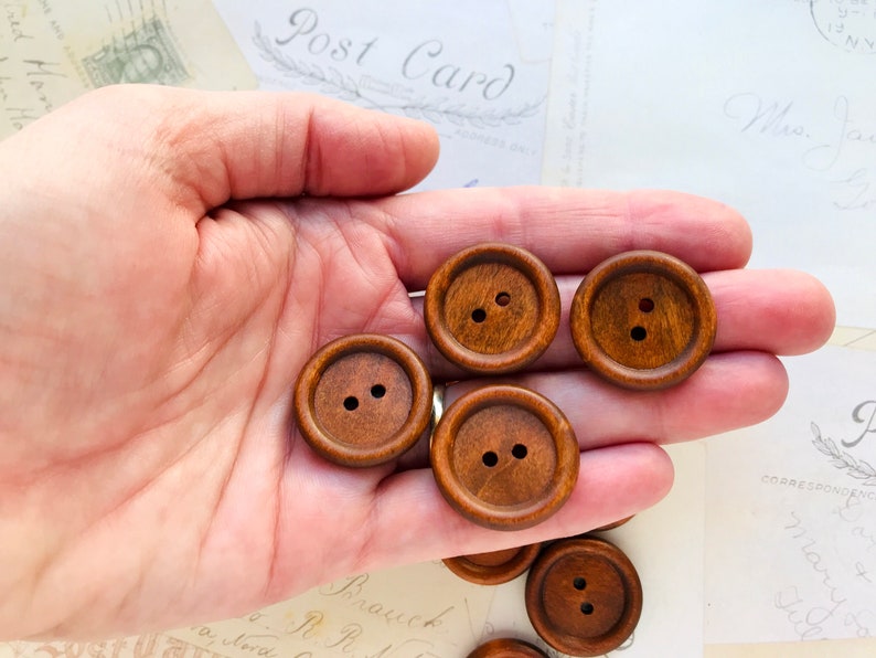 ONE INCH Round Dark Wooden Buttons 25mm - Etsy