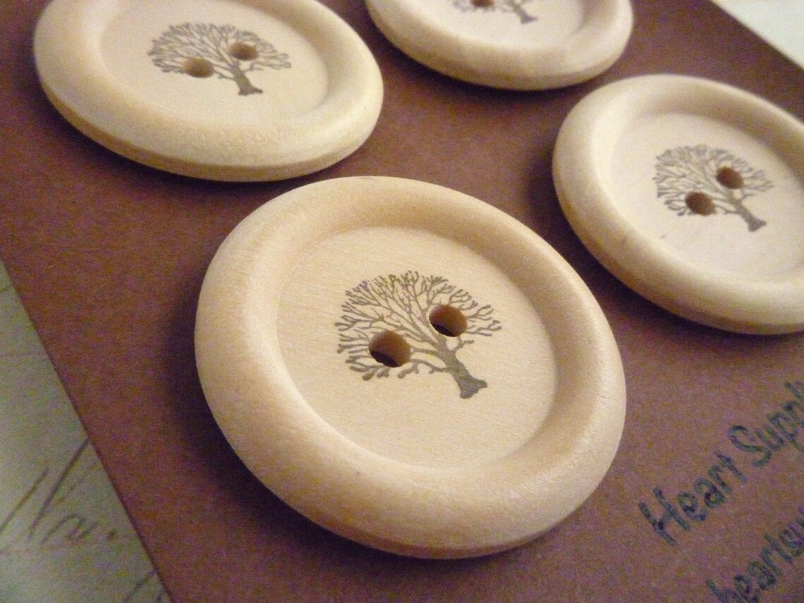 Wooden Buttons Stamped Tree of Life Collection 35mm - Etsy