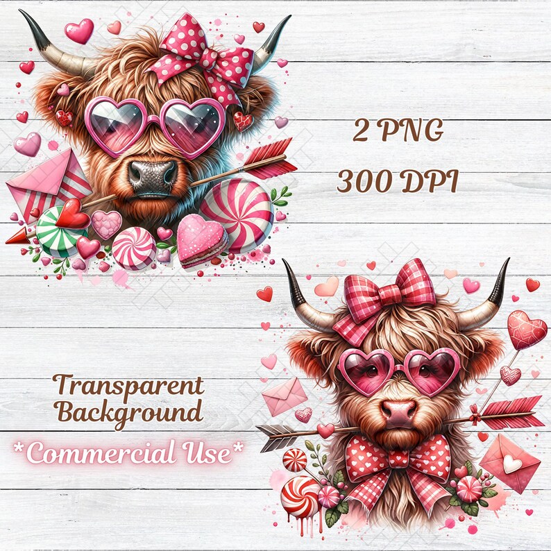 Highland Cow Valentine Png, Valentine Day Western Country Png, Love You ...