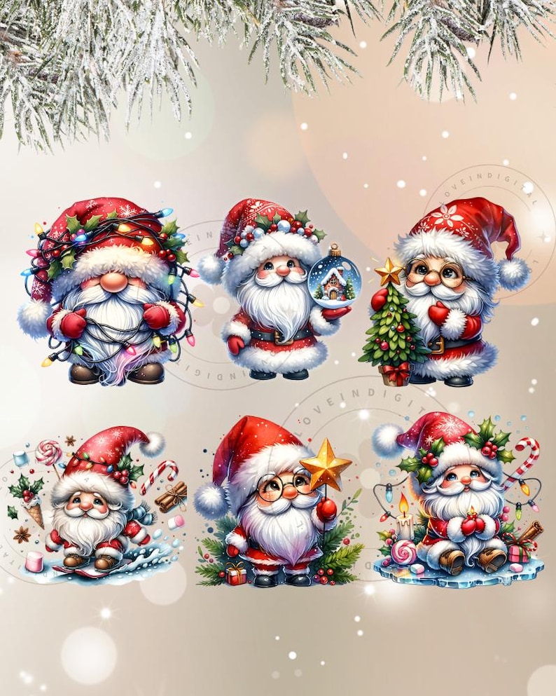 Watercolor Hot Cocoa Gnomes Clipart, Cute Christmas Gnomes Clipart ...