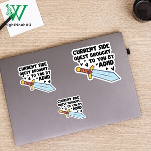 Current Side Quest Brought to You by ADHD Sticker, Funny Overthinking ...