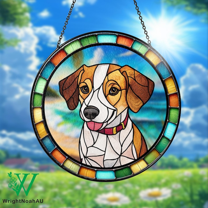 Custom Stained Glass Pet Portrait Suncatcher, Pet Window Hanging ...