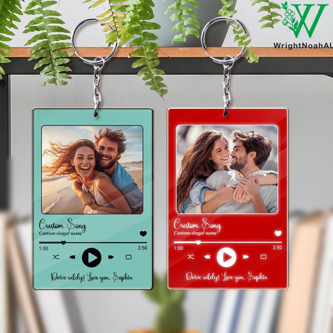 Custom Acrylic Song Keychain, Personalized Music Keychain, Anniversary ...