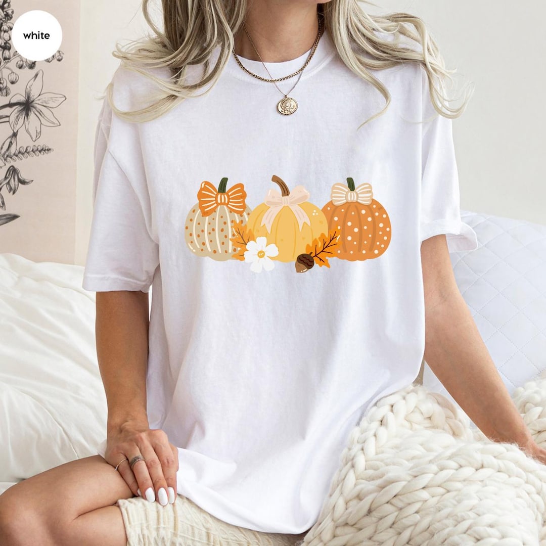 Fall Pumpkin Shirt, Cute Pumpkins T-shirt, Thankfull Tees, Fall Seasons ...