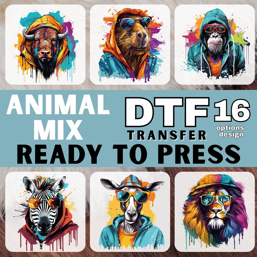 Watercolor Rainbow Animal DTF Heat Transfer: Vibrant Print-ready Image ...
