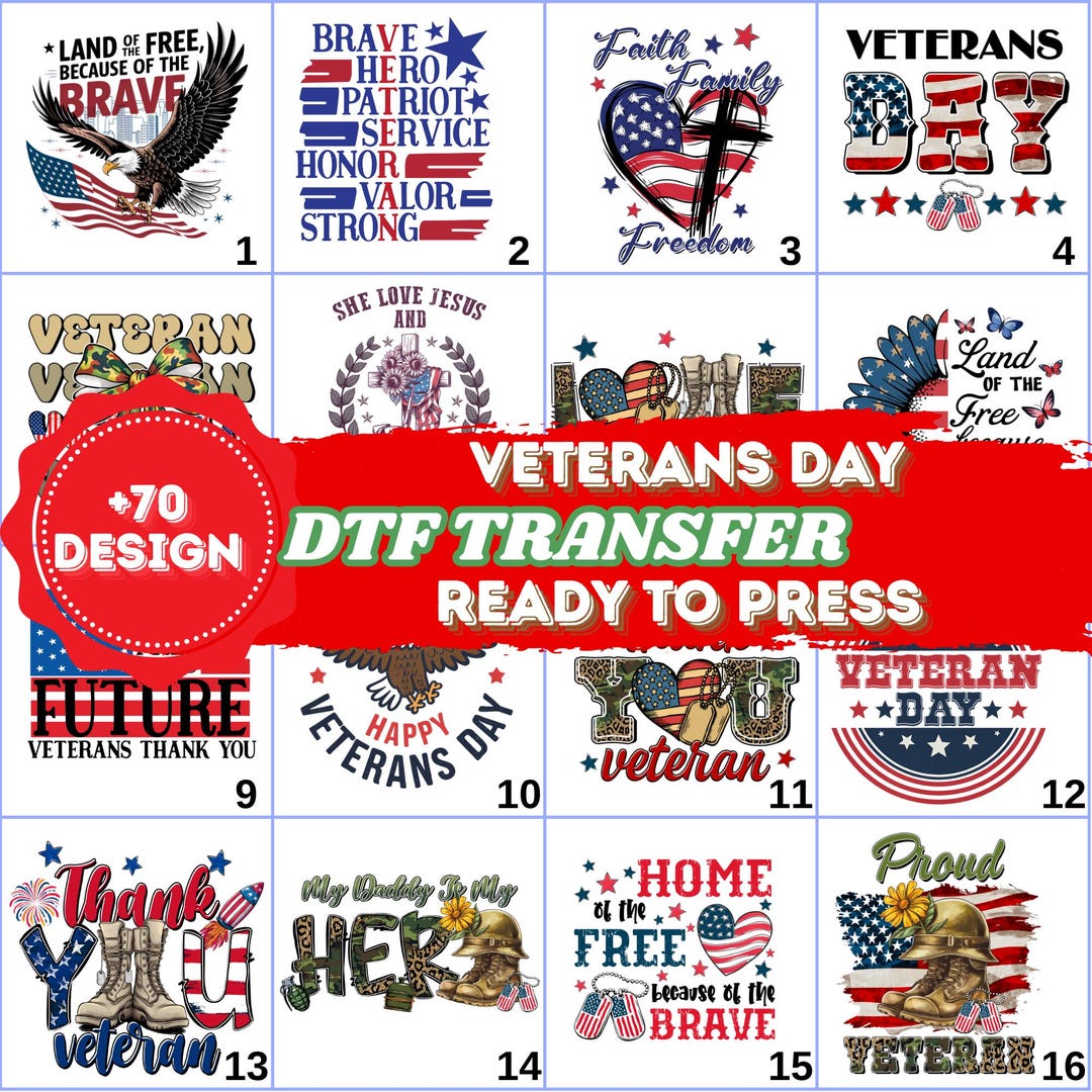 70+ Veterans Day Bundle DTF, Bundle, Military Appreciation Ready to ...