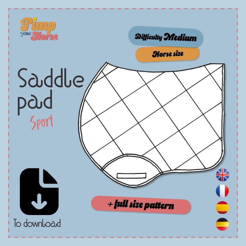 The Pattern Saddle Pad - Sport - Translated Into 4 Languages - Etsy