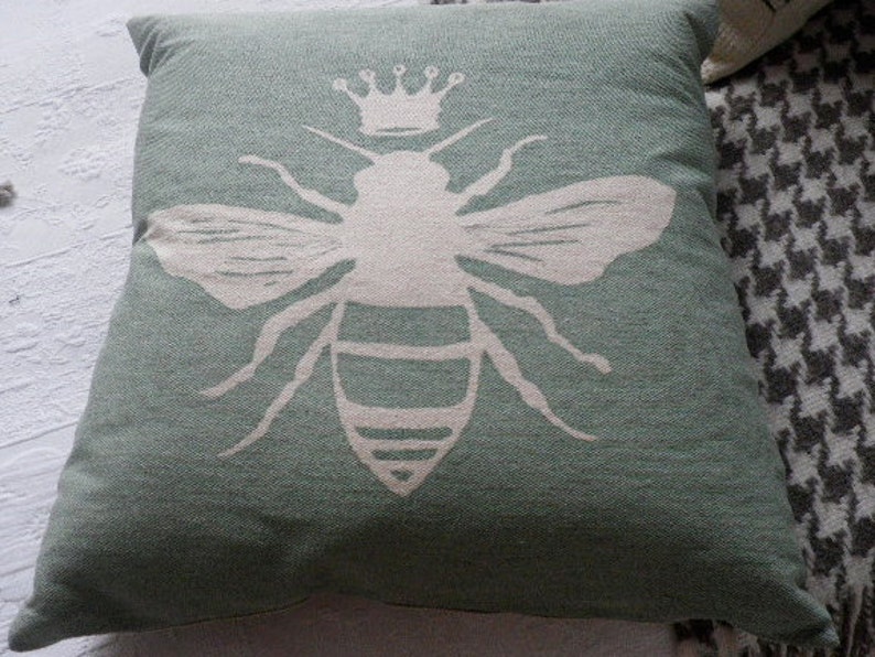 Hand Printed Queen Bee Cushion Cover - Etsy