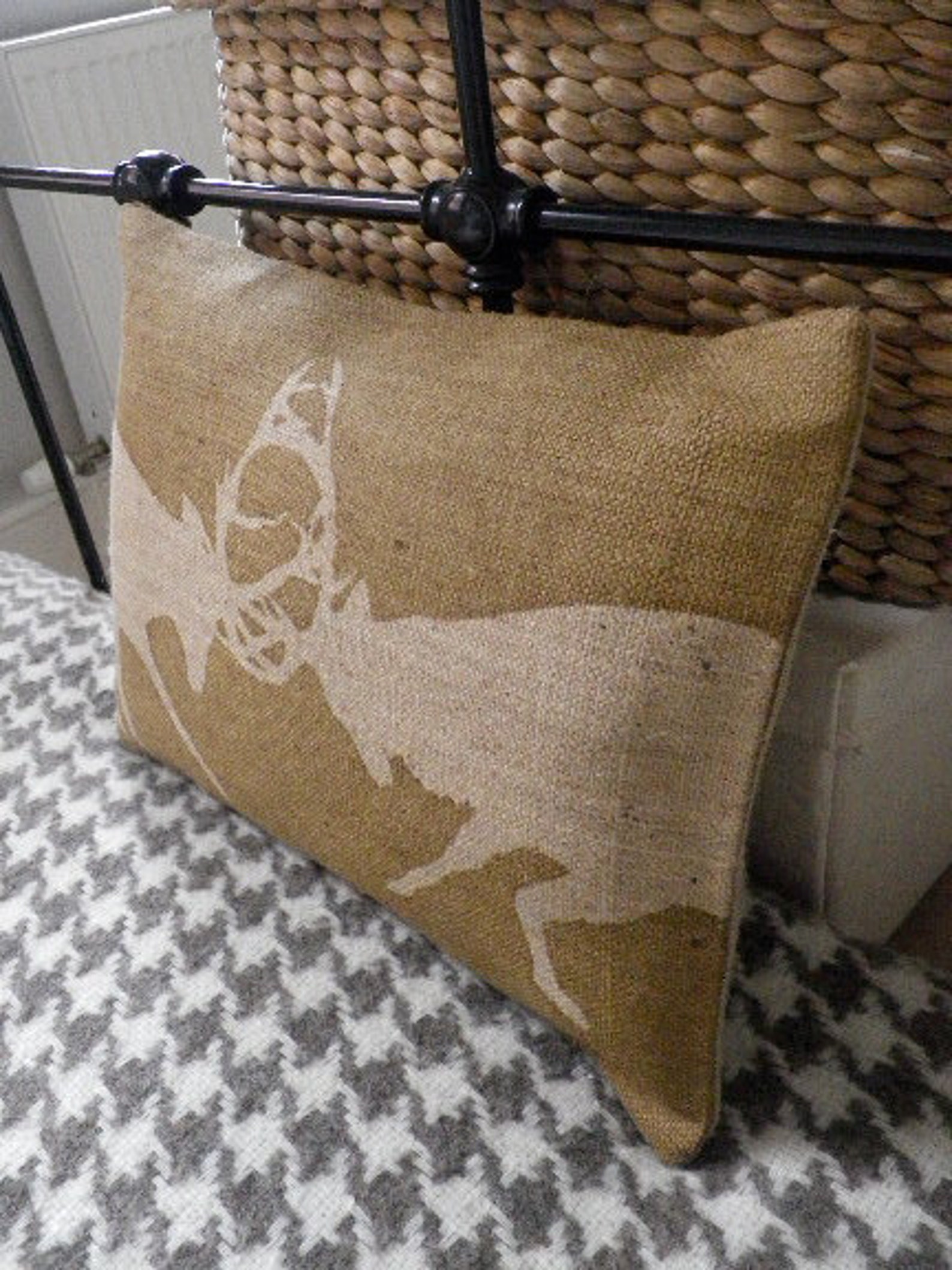 Handprinted Rustic Rutting Stag Cushion Cover | Etsy