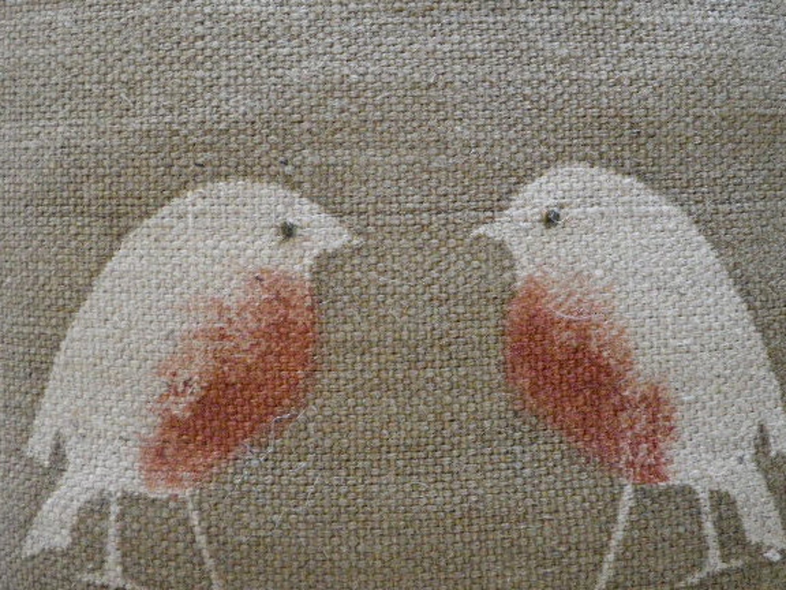 Hand Printed Brown Robin Cushion Cover - Etsy