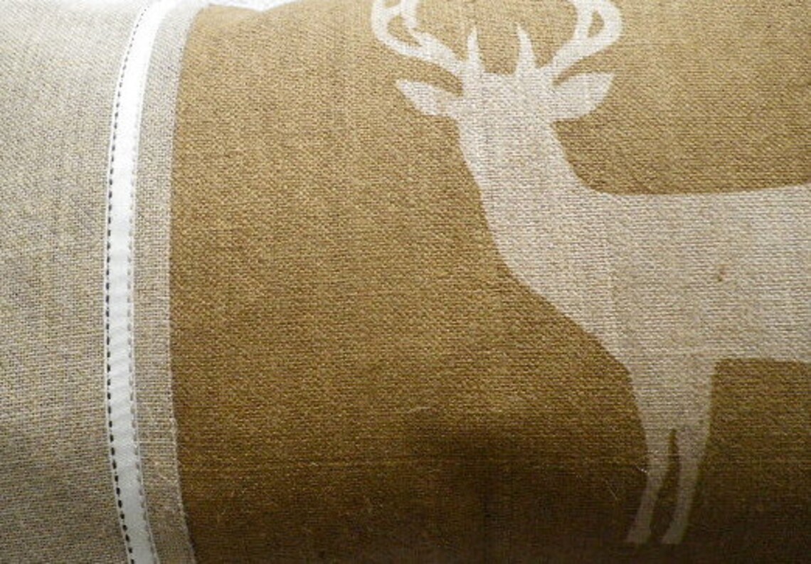 New Hand Printed Natural Rustic Stag Cushion Cover - Etsy