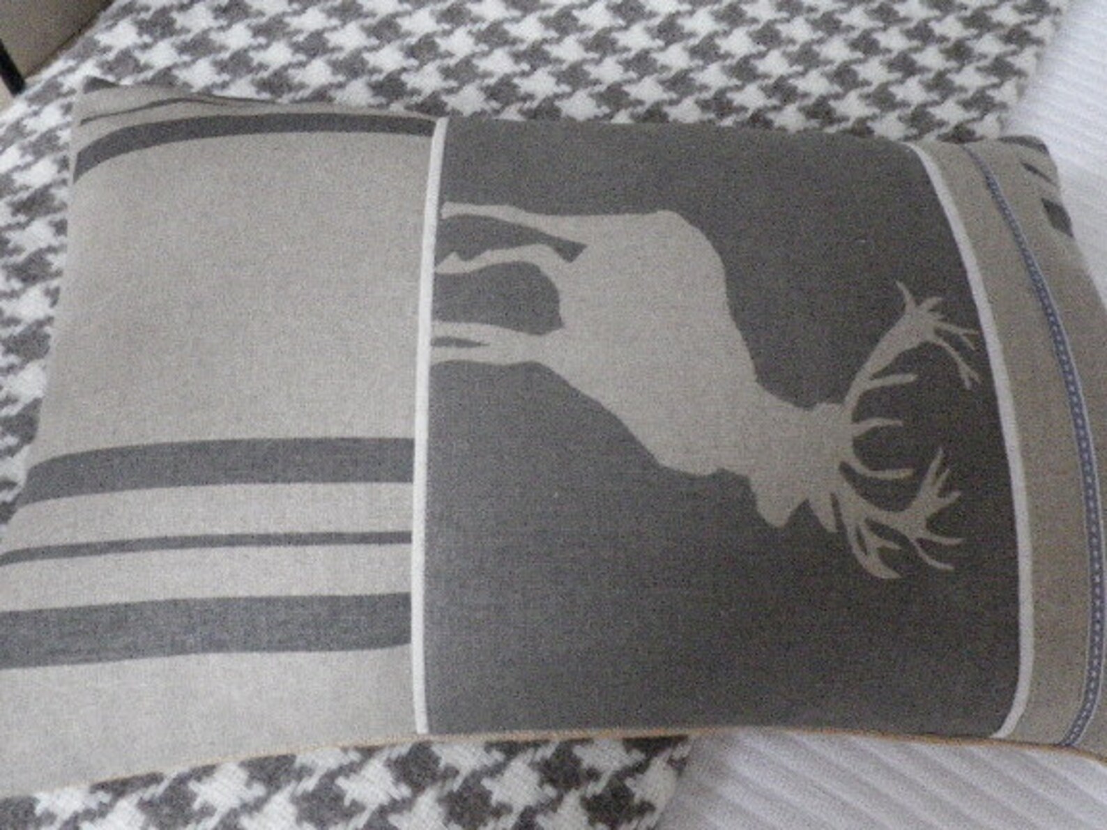 Hand Printed Triple Stags Cushion Cover - Etsy