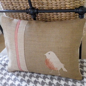 Hand Printed Brown Robin Cushion Cover - Etsy