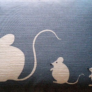 Hand Printed Muted Blue Mouse Family Cushion Cover - Etsy UK