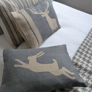 Hand Printed Deep Muted Blue Stag Cushion Cover - Etsy