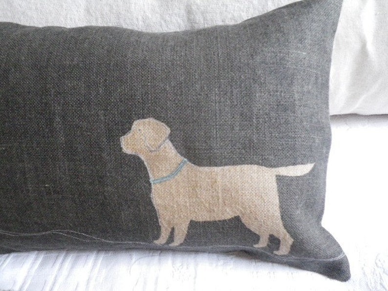 Hand Printed Charcoal Labrador Cushion Cover - Etsy