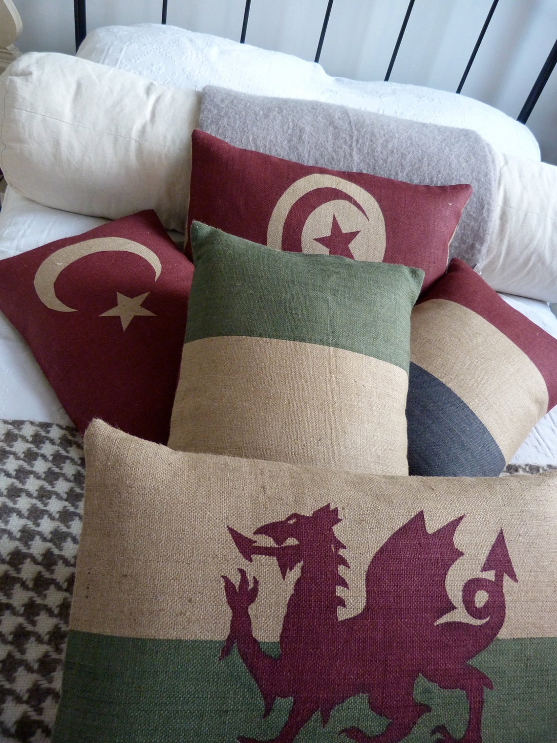 Hand Printed Heritage Welsh Flag Cushion Cover - Etsy