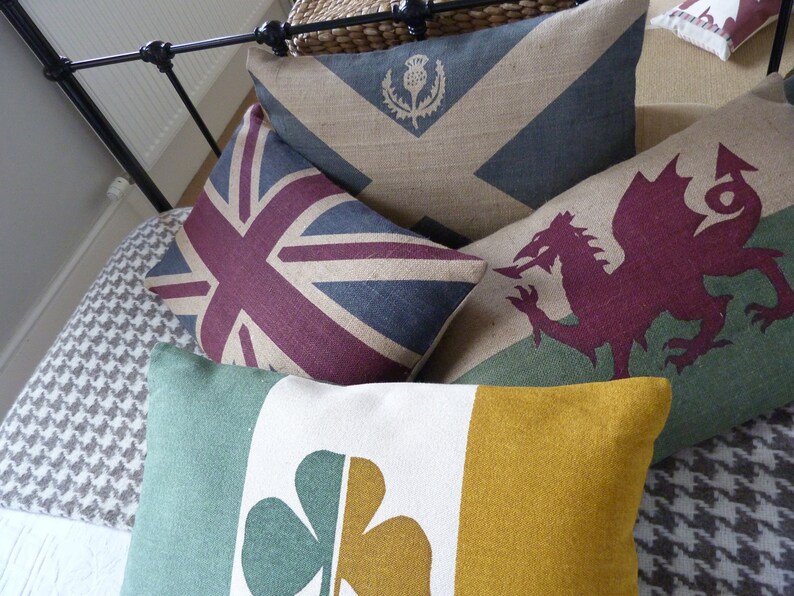 Hand Printed Rustic Scottish Saltire Flag Cushion Cover - Etsy