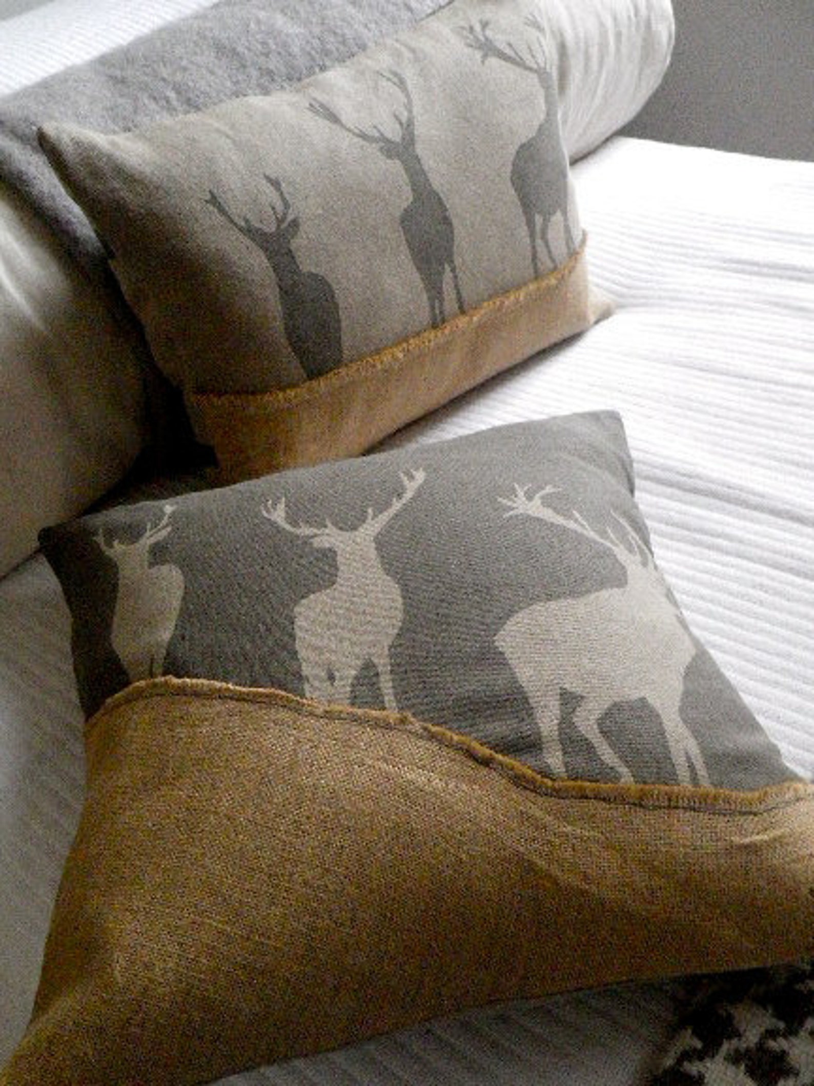 Hand printed triple stags cushion cover | Etsy