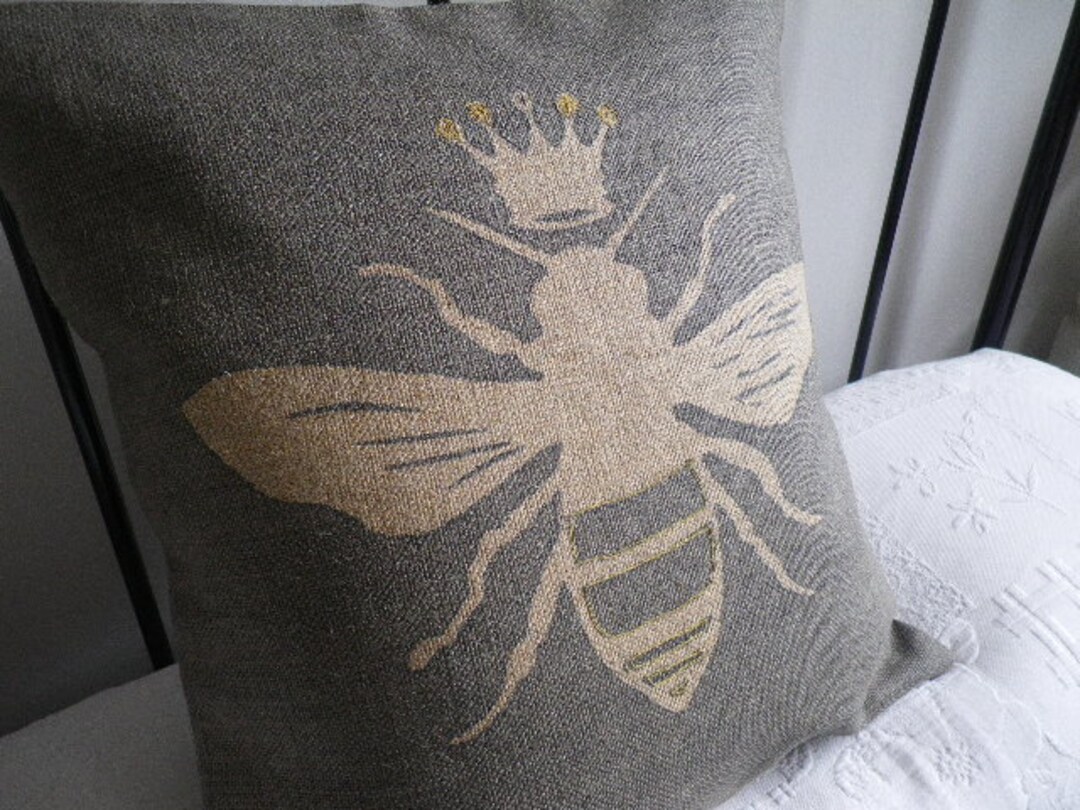 Hand Printed Queen Bee Cushion Cover - Etsy