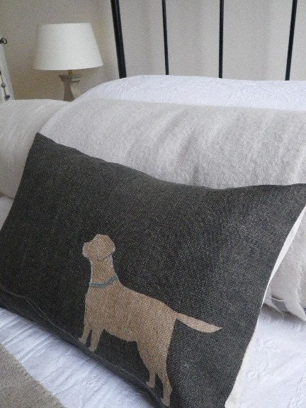 Hand Printed Charcoal Labrador Cushion Cover - Etsy