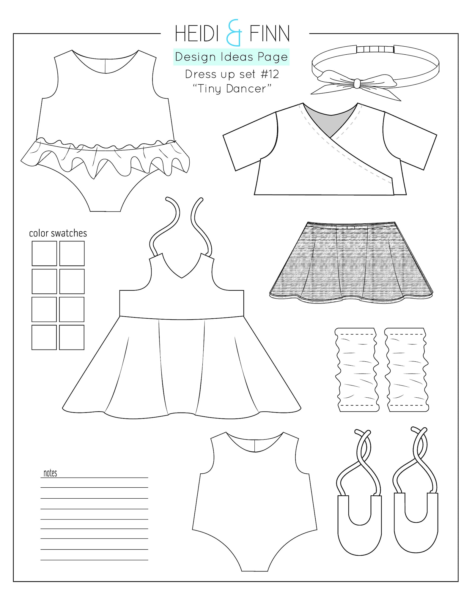 Mini Pals Dress up Set 12, TINY DANCER, Doll Clothing Pattern, Doll ...
