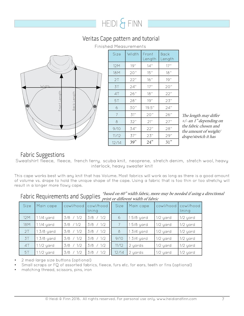 Veritas, Cape Sewing Pattern, Poncho, Sewing Pattern and Tutorial ...