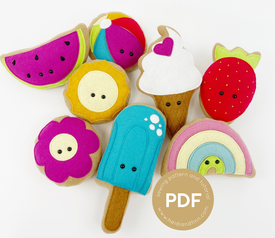 Summer Cookies Sewing Pattern, Plush Toy Pdf, Bunting Sewing Pattern ...