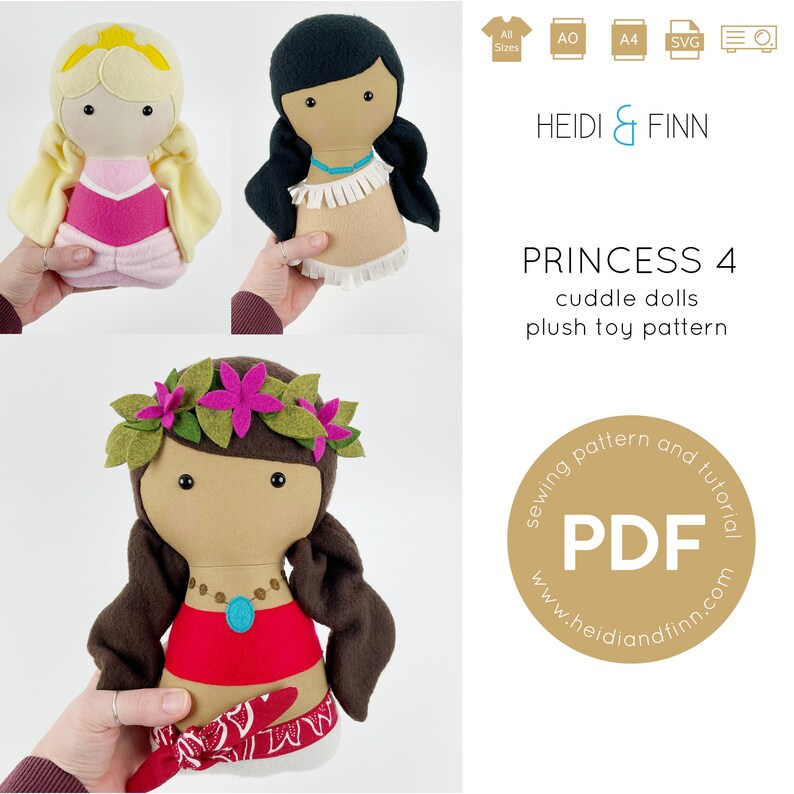 Princess Doll Pattern, Cuddle Doll Pattern, Sewing Pattern, Soft Doll ...