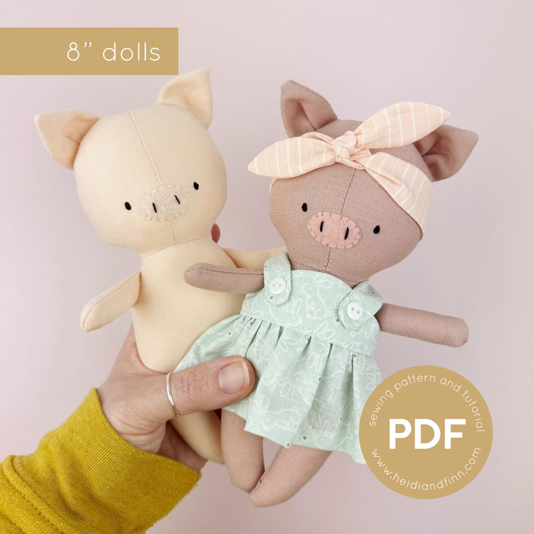 Baby Pig Doll Sewing Pattern, Pig Sewing Pattern, Tiny Doll Sewing ...