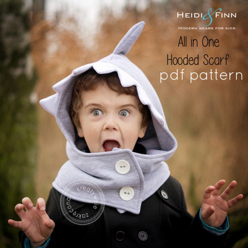 All in One Hooded Scarf Pattern and Tutorial 6m-12y Easy Sew PDF ...