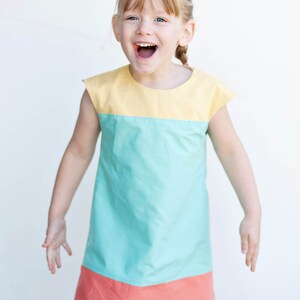 Color Block Dress Pattern, Dress Sewing Pattern, Easy Sew Dress, Woven ...