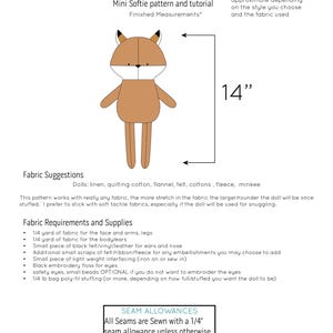 Fox Doll Sewing Pattern, Mini Softie Pattern, Fox Sewing Pattern ...
