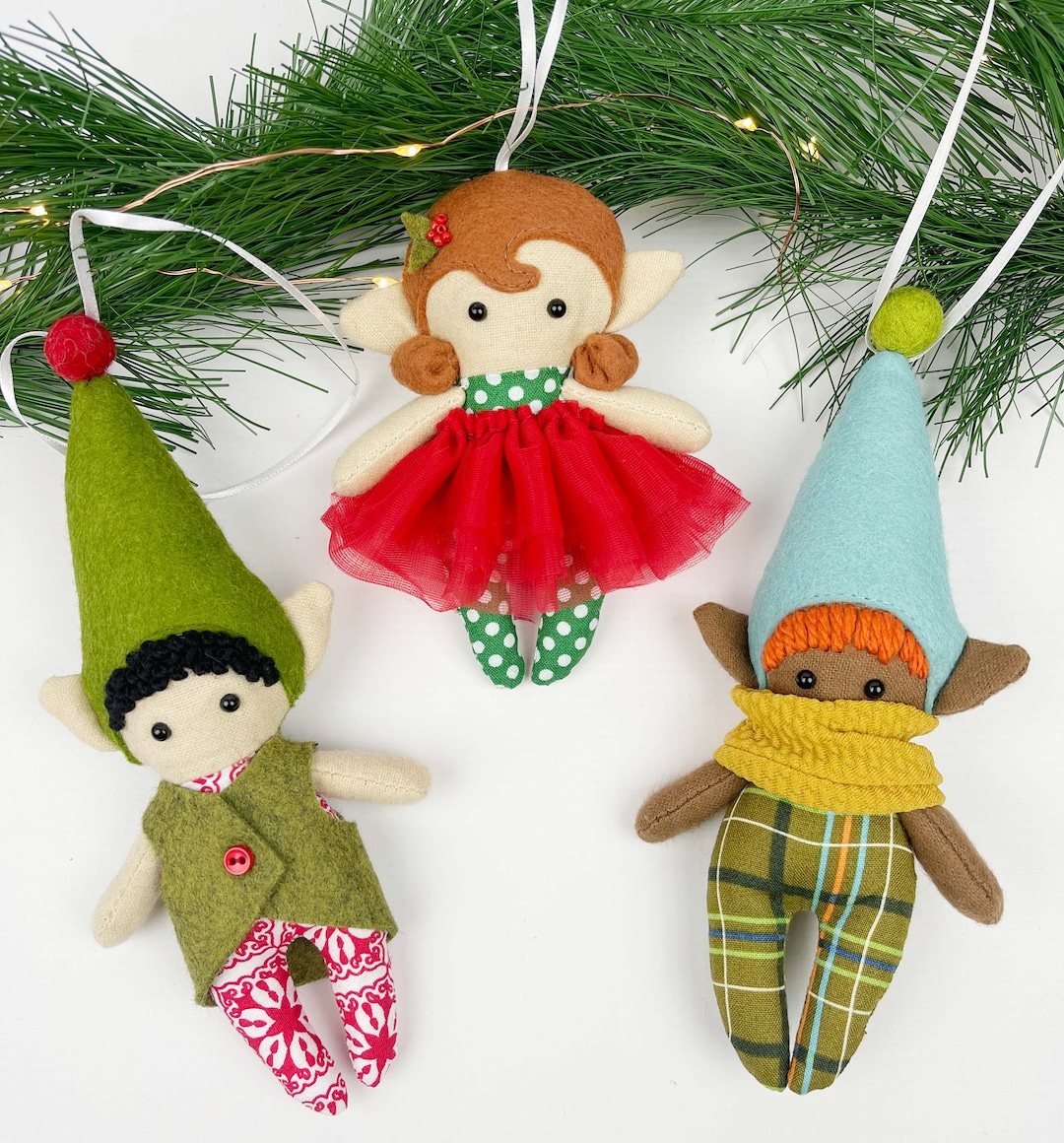 Mini Pals Holiday Ornament, ELVES Ornament, Elf Mini Doll Sewing ...