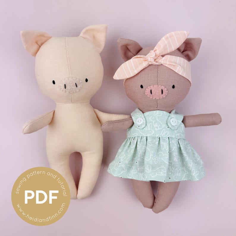 Baby Pig Doll Sewing Pattern, Pig Sewing Pattern, Tiny Doll Sewing ...
