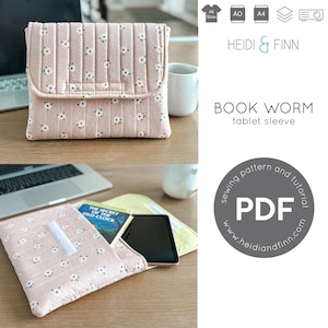 BOOKWORM, Tablet Sleeve Sewing Pattern, E Reader Pouch, Gift for Book ...